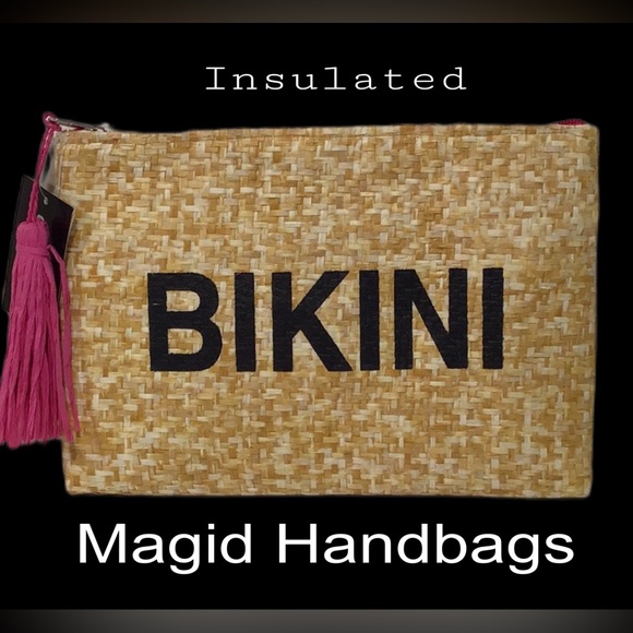 Magid Handbags | Bags | Nwt Magid Handbags Insulated Clutch Woven Straw ...